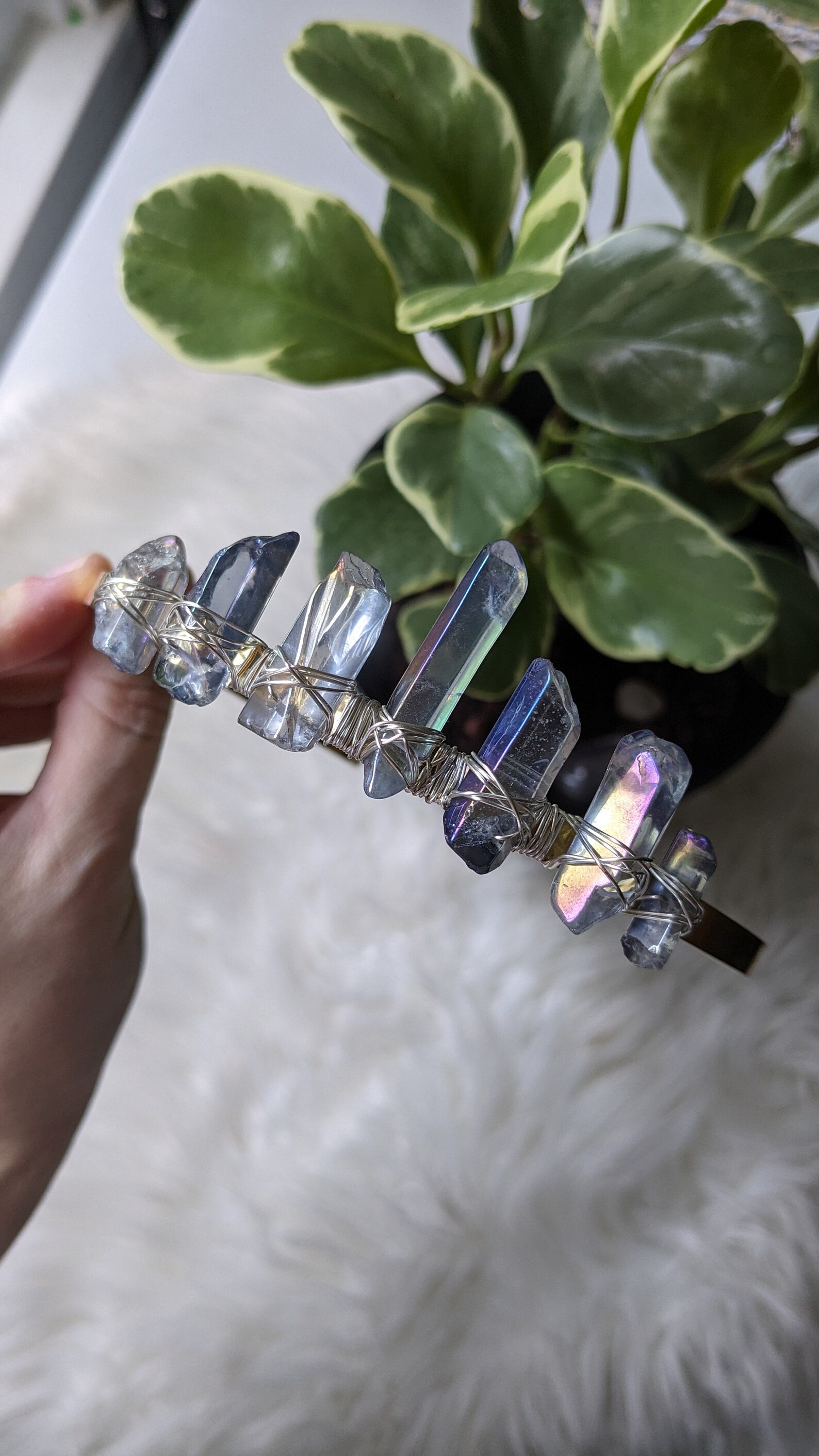 Blue Aura Quartz Crystal Crown Crystal Tiara Polished Crystals Minerals ...