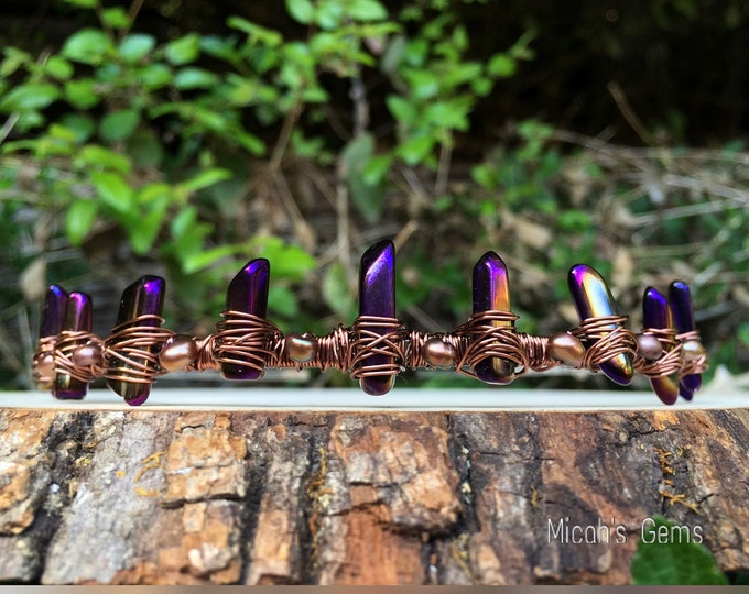 Polished Titanium Quartz Crystal Tiara / Headband Aura Goddess Series ...