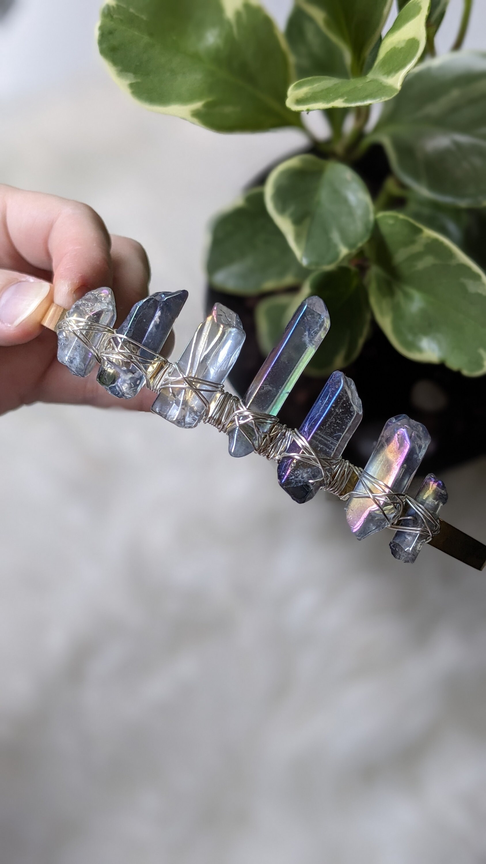 Blue Aura Quartz Crystal Crown Crystal Tiara Polished Crystals Minerals ...