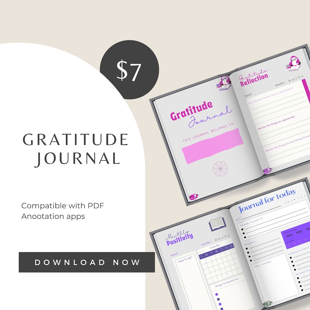 Gratitude Journal Planner | Digital Planner | Undated Digital Planner ...