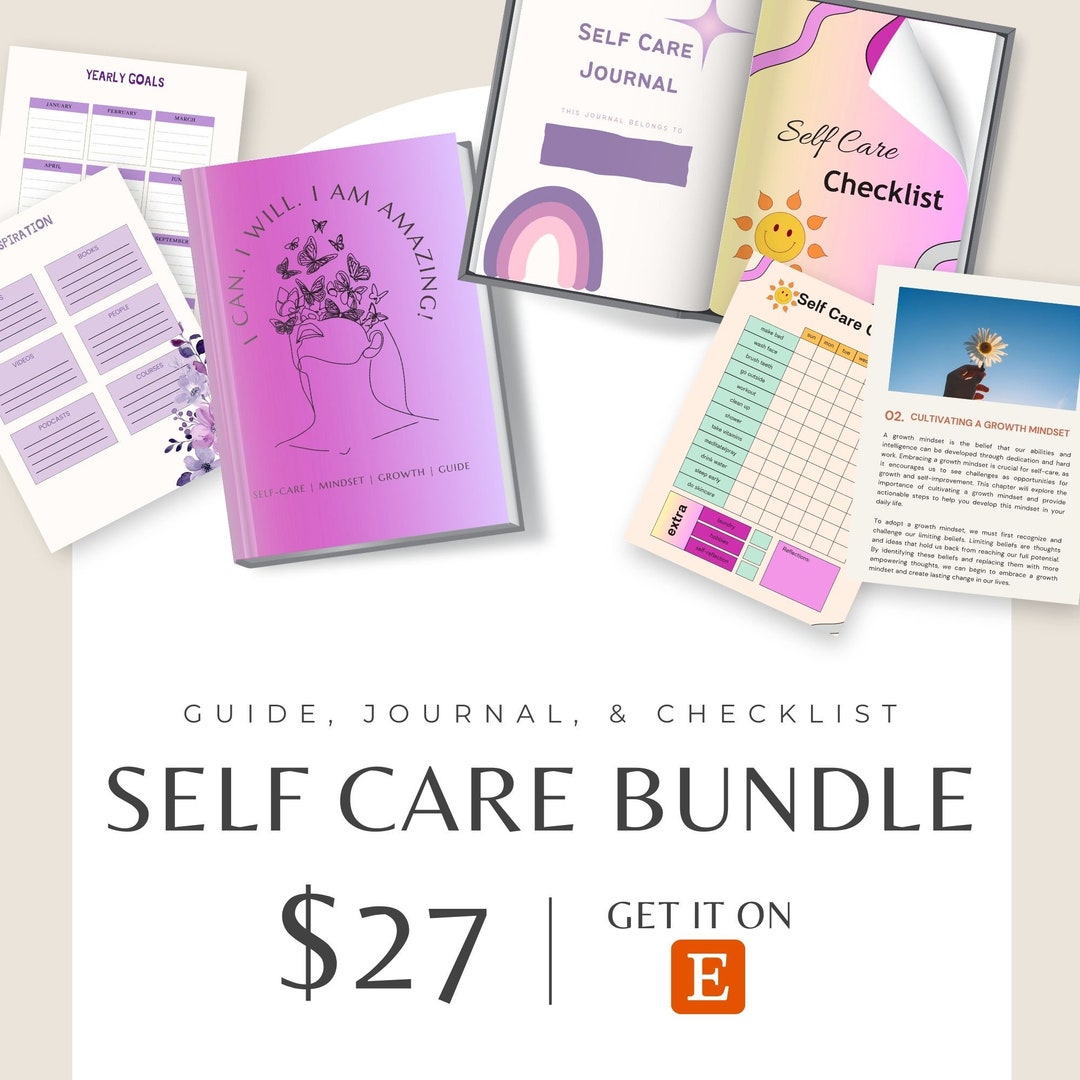 Self-care BUNDLE: Guide, Journal, & Checklist Health Growth Mindset ...
