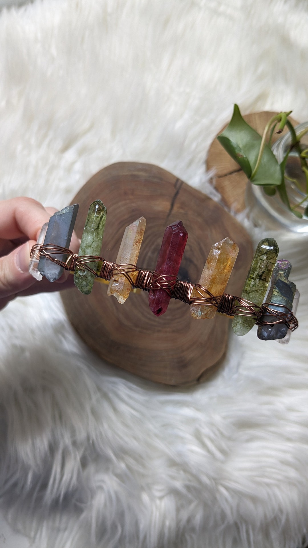 Rainbow Aura Quartz Crystal Crown Crystal Tiara Polished Crystals ...