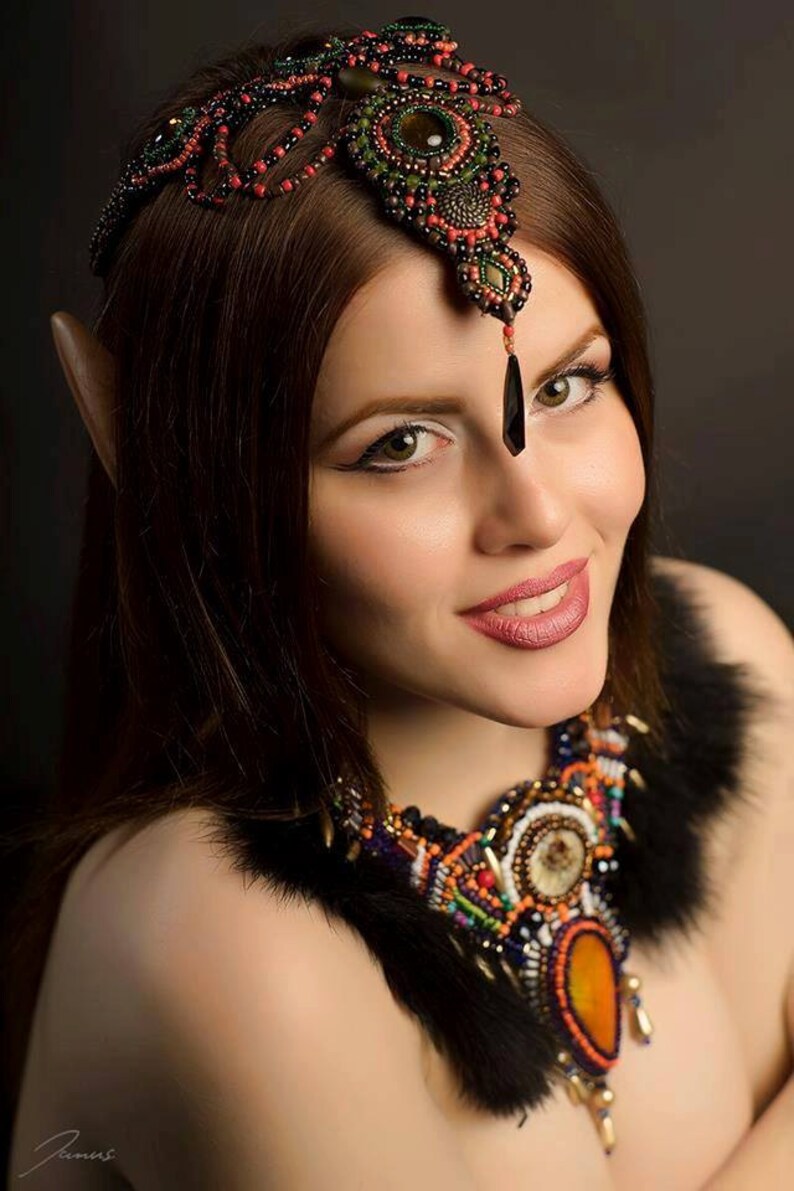 Phoenix Ani Jewelry Design Bead Embroidery Necklace Unique Bib Handmade ...