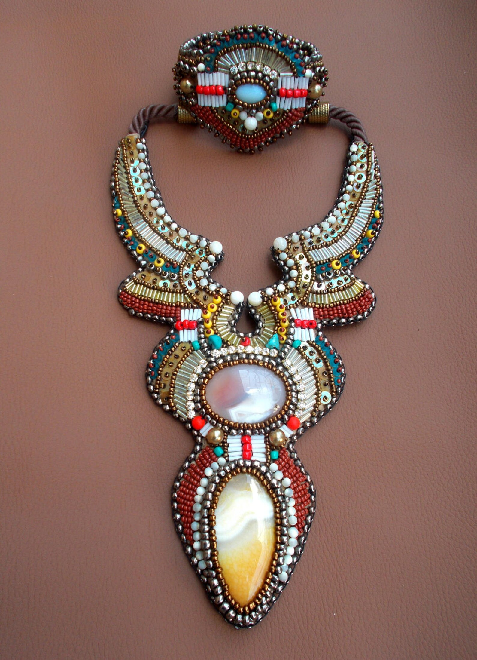 Solar Eclipse Bead Embroidery Necklace Bracelet Set Spring Fashion 2019 ...