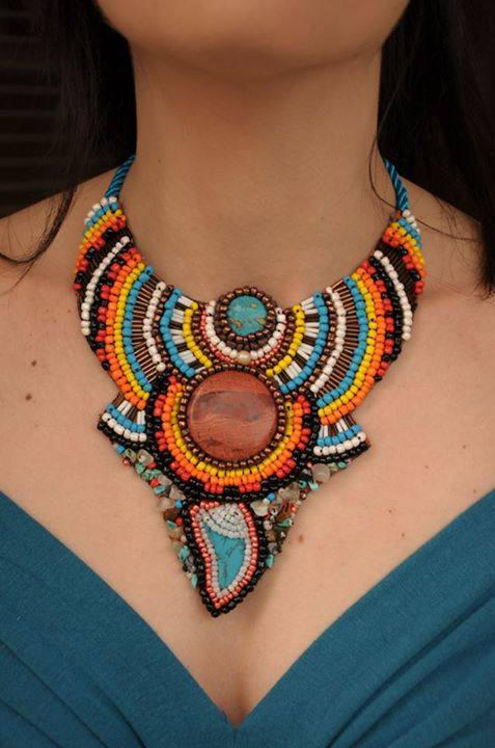 Terra Native American Inspired Spring Bead Embroidery Bib Necklace 2017 ...
