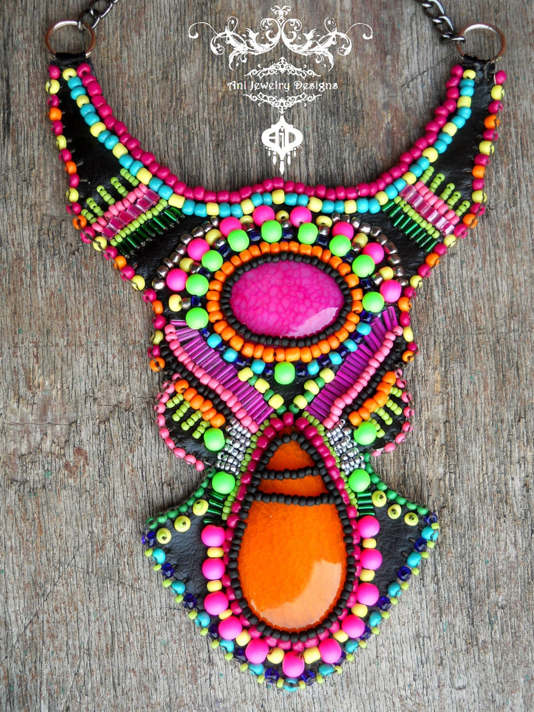 Spring Summer Fashion 2018 Tribal Psy Neon Boho African Tuareg Necklace ...