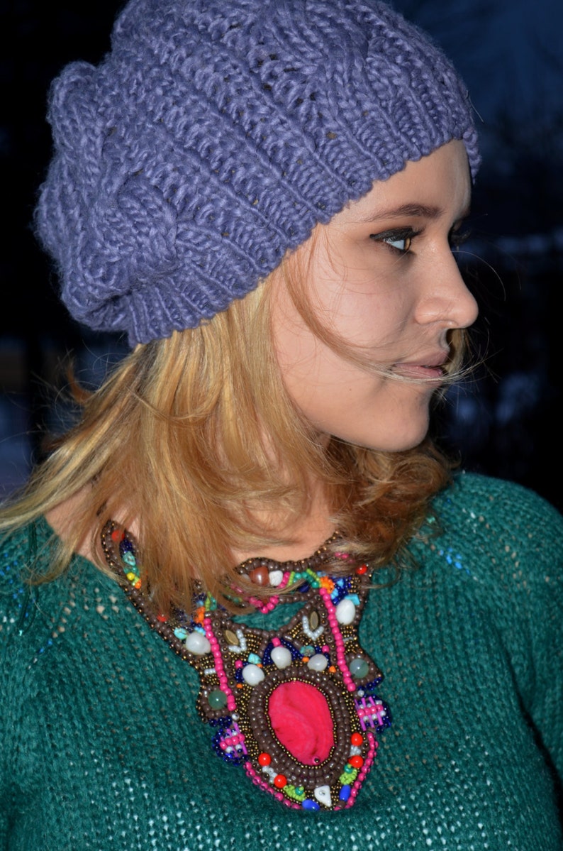 Nomad Tuareg Inspired Bead Embroidery Necklace Tribal Pink Agate ...