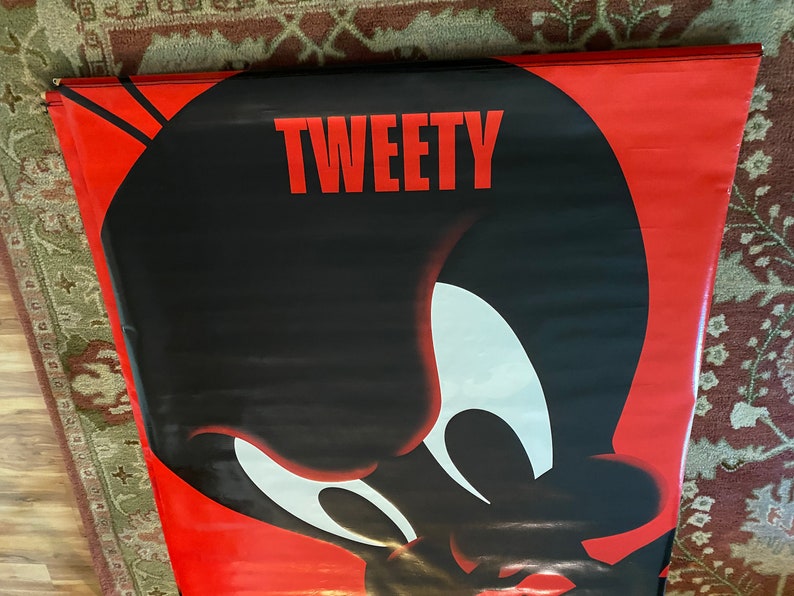 Vintage Movie Poster/banner Space Jam tweety 1996 Single Sided Vinyl 6 ...