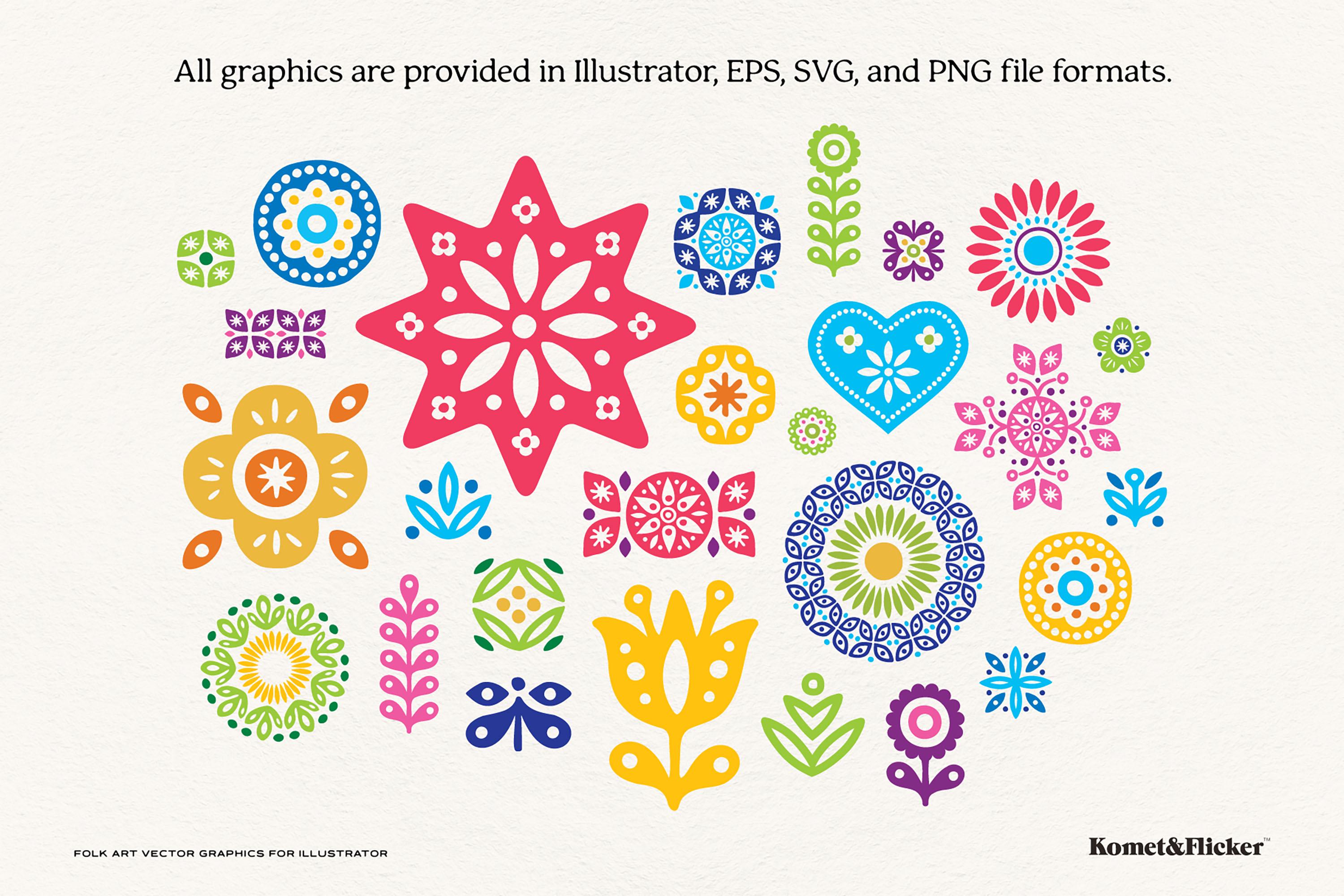 Folk Art Vector Graphic Elements for Illustrator, Photoshop, Canva ...