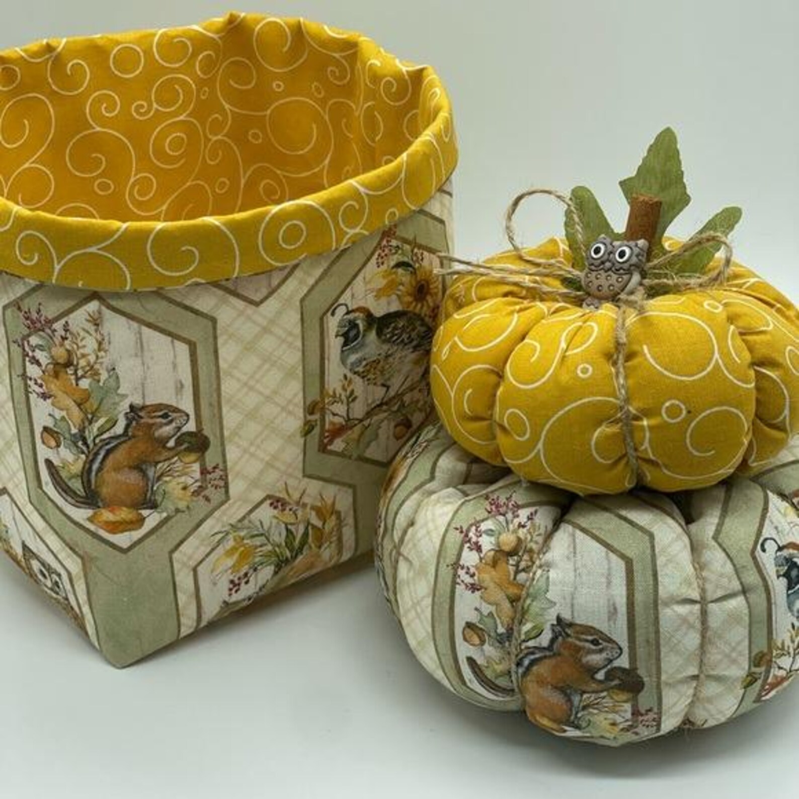 Handmade Fall Set Fabric Baskets and Pumpkin Fall Decor Storage ...