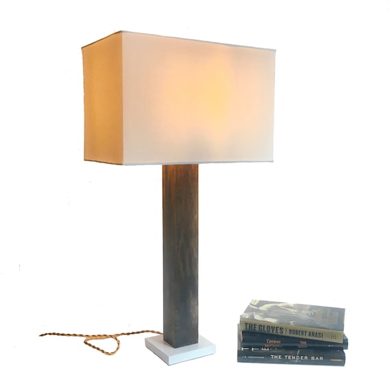 Large Wood Table Lamp Rectangular Lamp Shade | Etsy