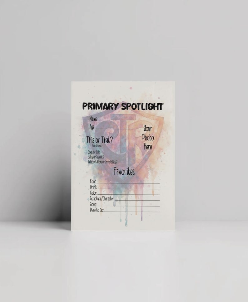 Primary Spotlight Printable With CTR Logo | LDS Sharing Time (digital ...