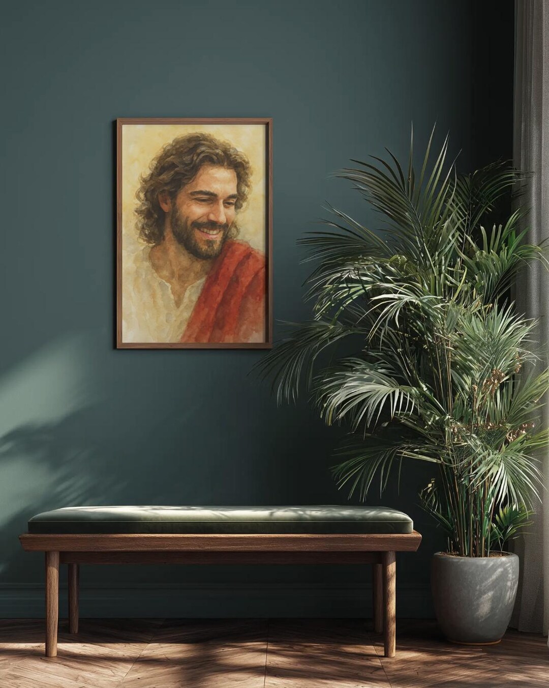 Watercolor Jesus Christ Smiling Art Print | Christian Wall Decor ...
