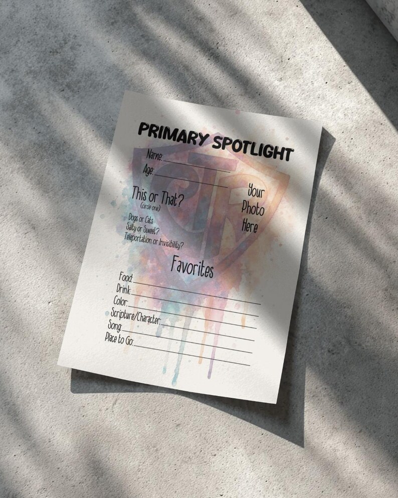 Primary Spotlight Printable With CTR Logo | LDS Sharing Time (digital ...