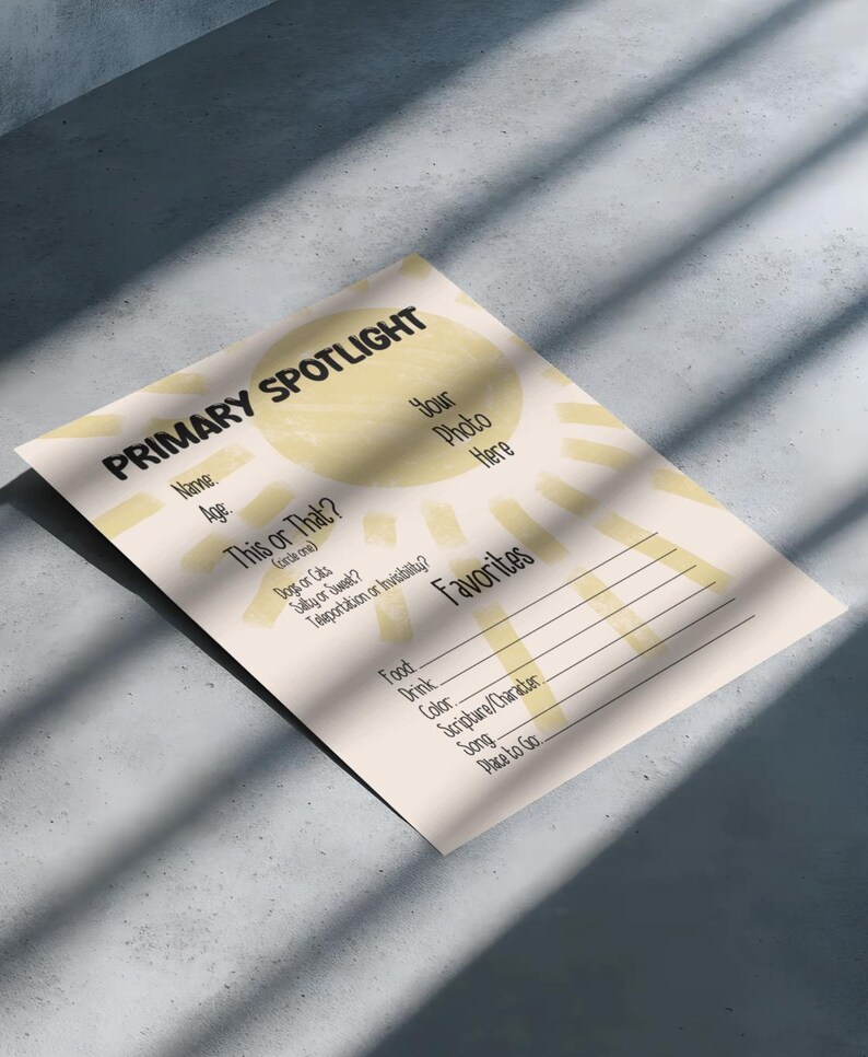 Primary Spotlight Printable | LDS Sharing Time (digital Download) - Etsy