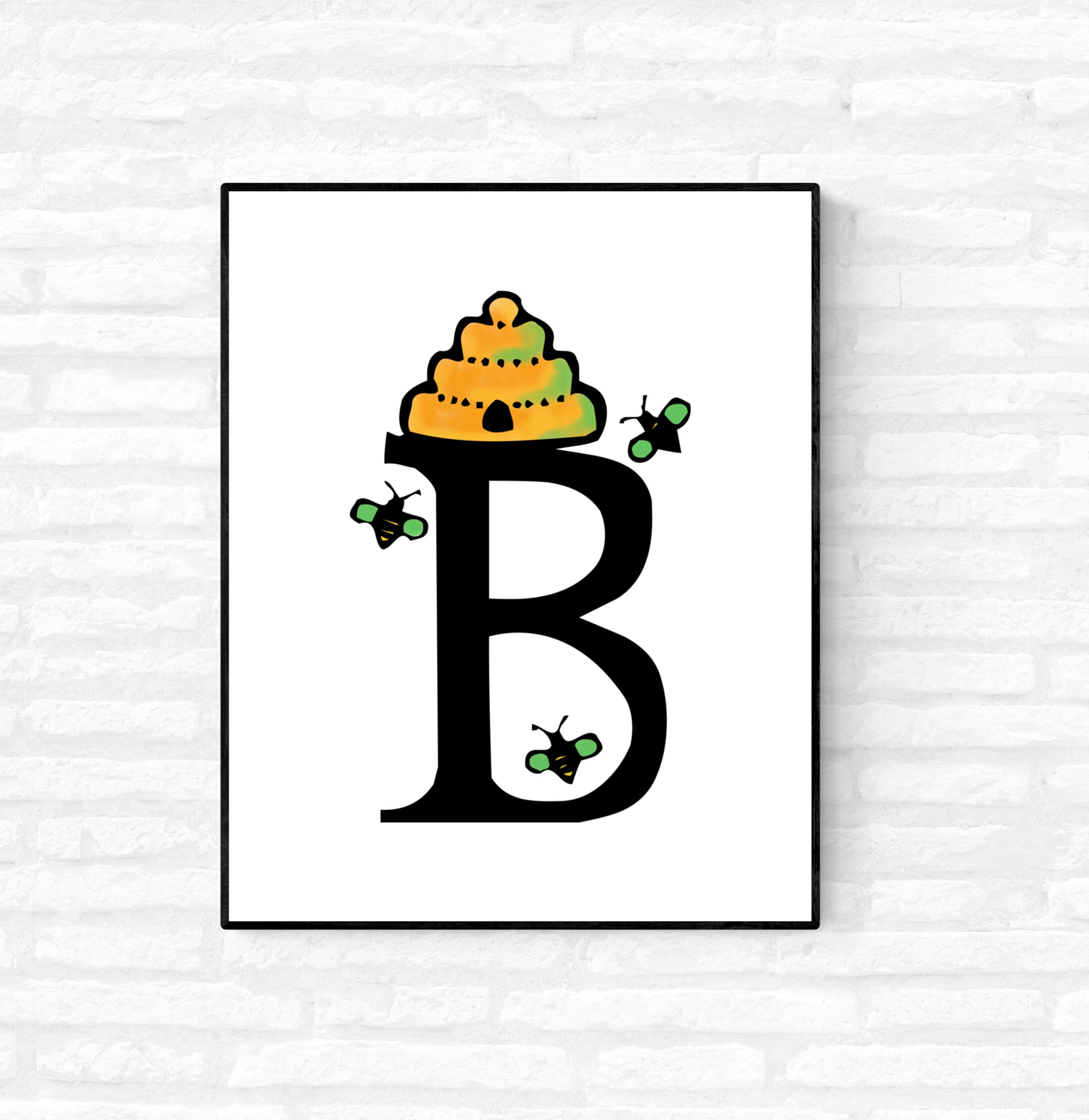 B for Bee Alphabet Print Digital Alphabet Print Nursery - Etsy