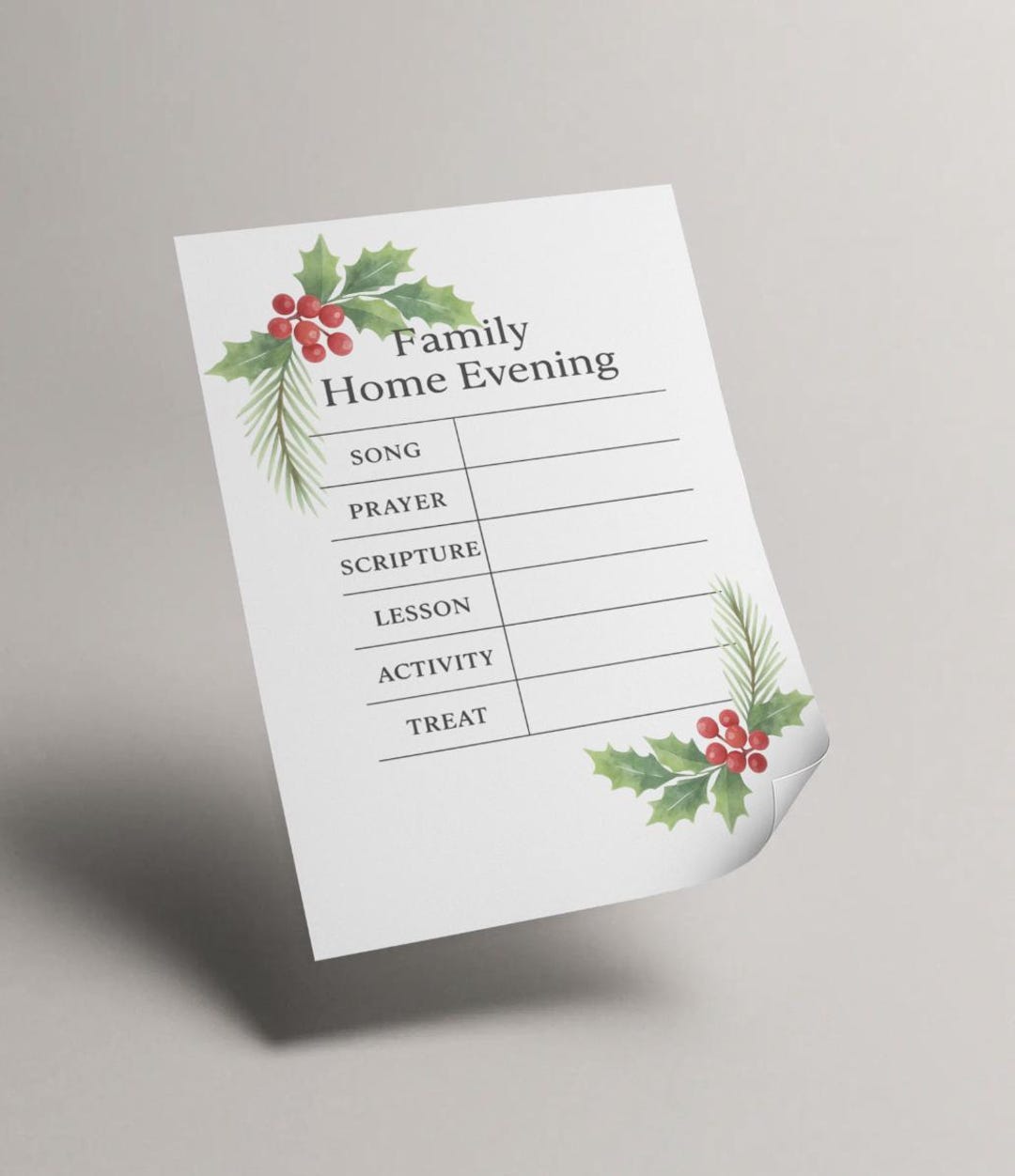 LDS FHE Chart Christmas Edition | Family Home Evening Printable ...