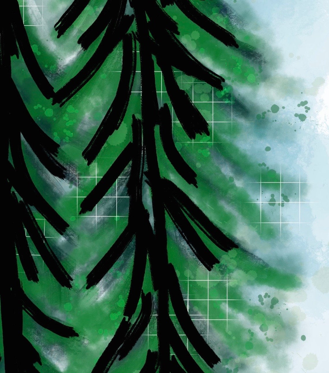 Watercolor and Ink Watercolor Forest Digital Art Print Wall - Etsy