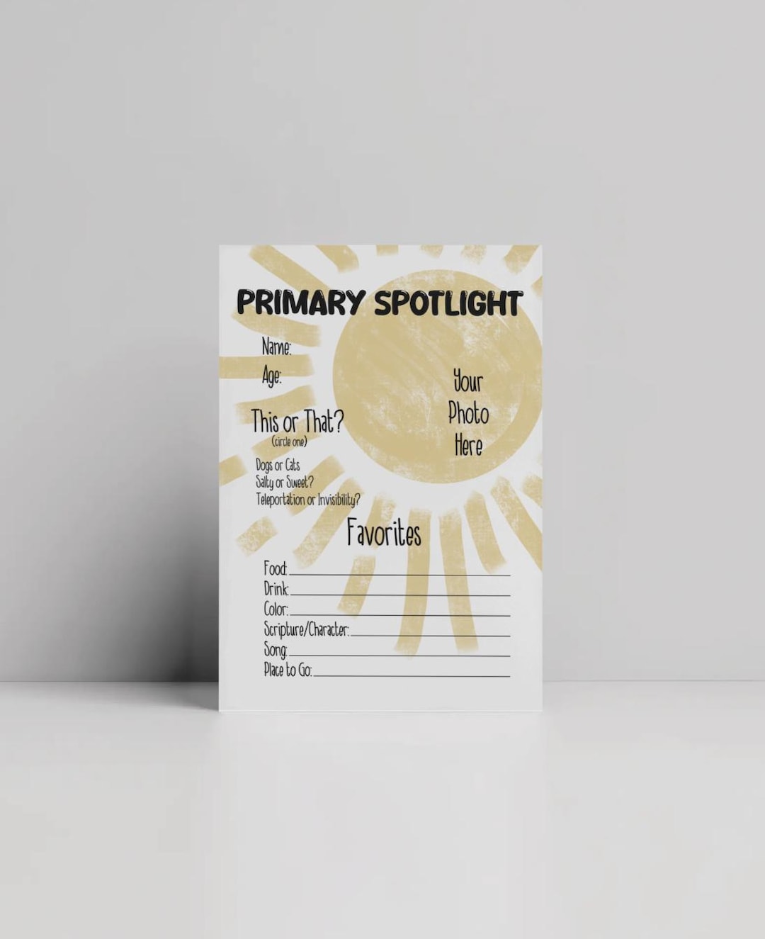 Primary Spotlight Printable | LDS Sharing Time (digital Download) - Etsy