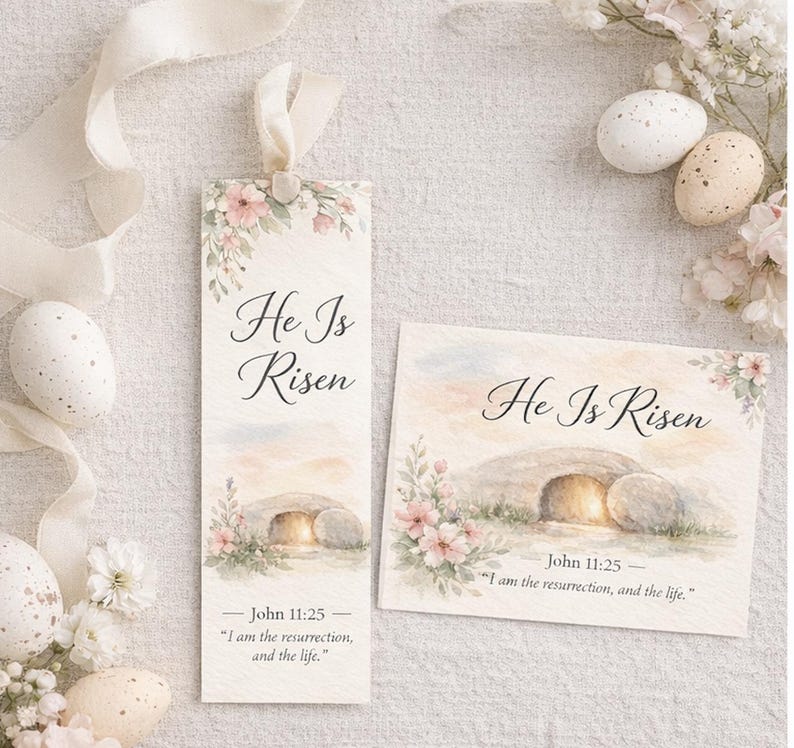 He is Risen Easter Printable Bookmark and Handout Set (digital Download ...