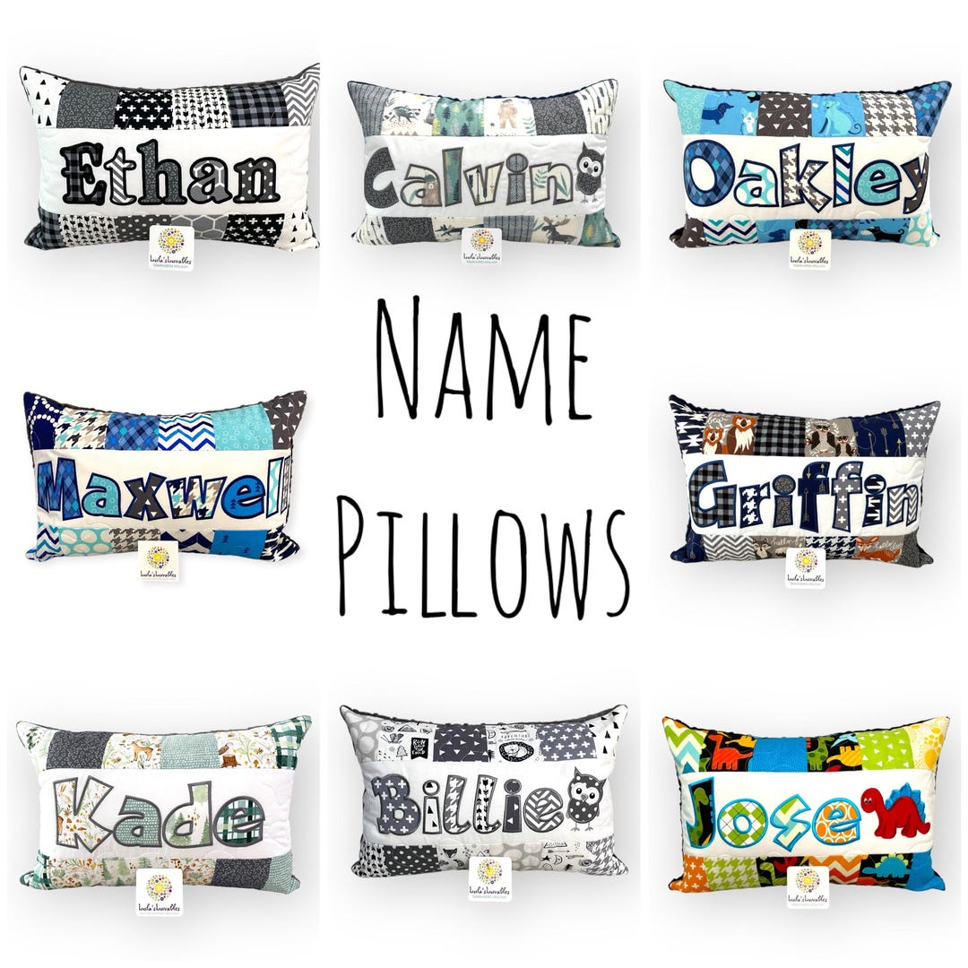 Name Pillow Embroidered for Boys, Custom Made (size: 12x18 Inches ...