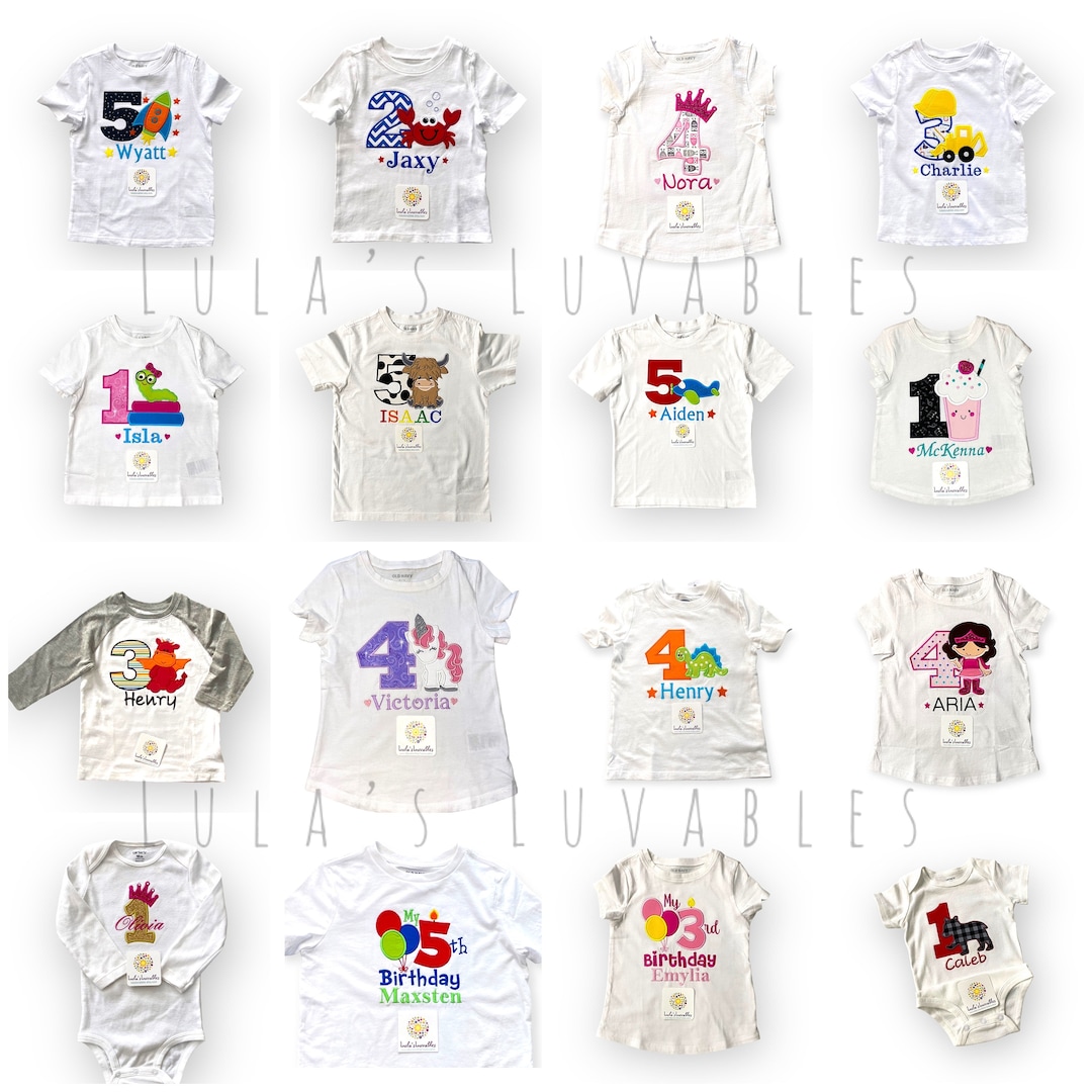 Personalized Embroidered Birthday Shirt for Kids, Custom Birthday Shirt ...