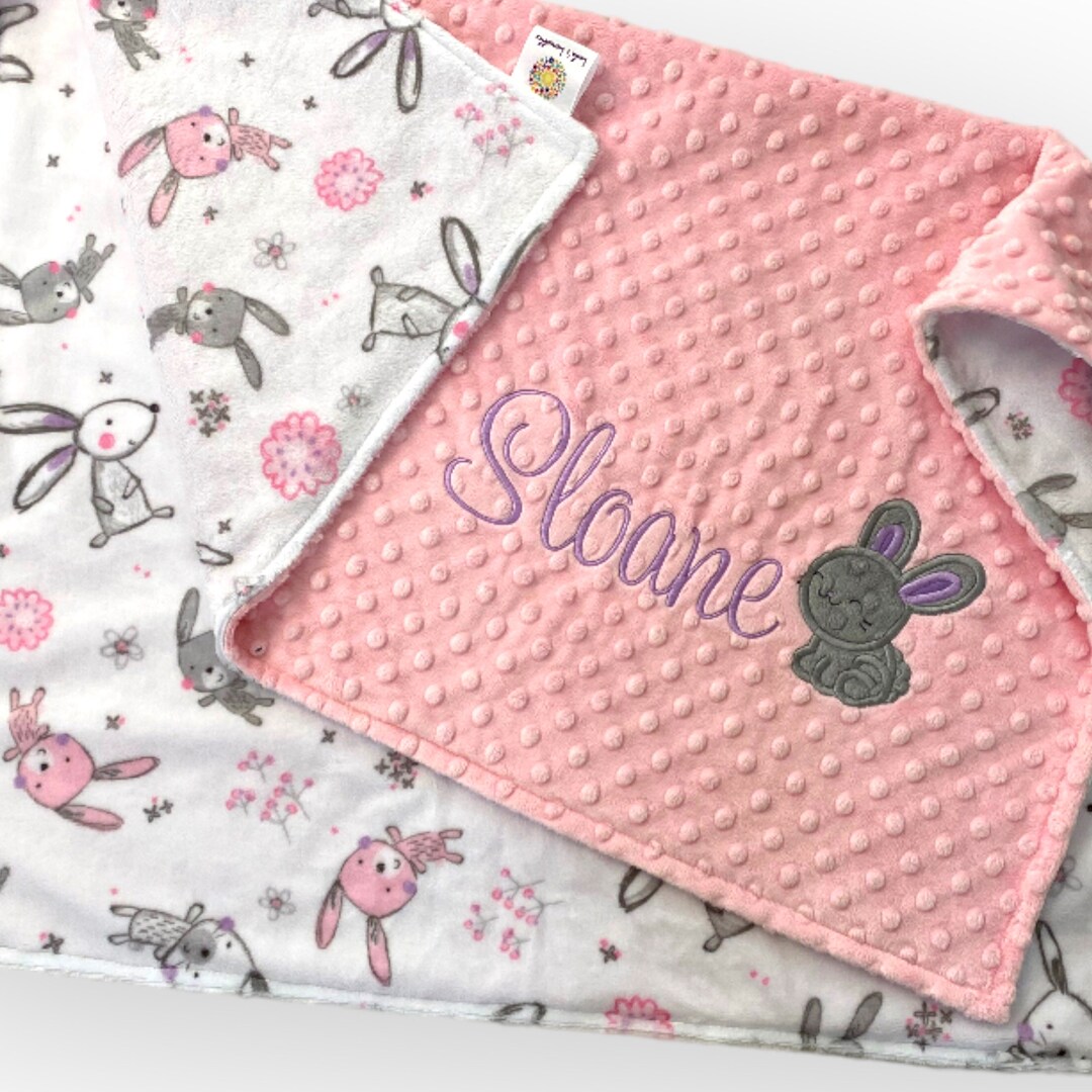 Bunny Baby Blanket Embroidered Bunny Blanket With Name - Etsy