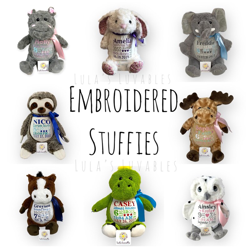 Personalized Stuffed Animal Embroidered With Birth Stats or Name ...