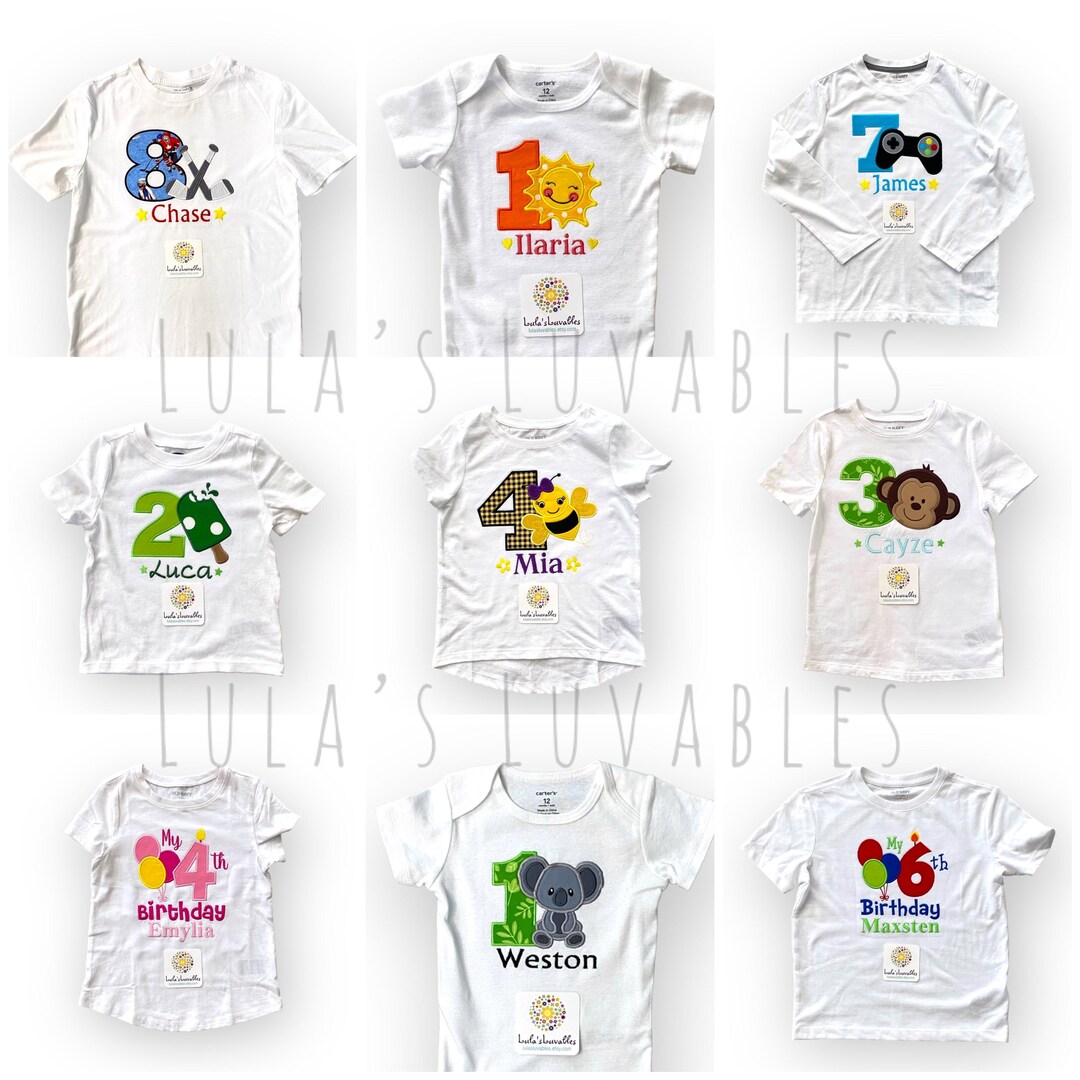 Personalized Embroidered Birthday Shirt for Kids, Custom Birthday Shirt ...