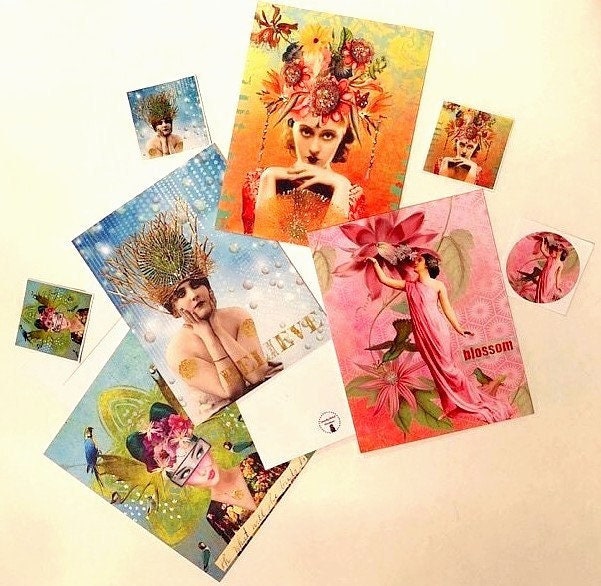 Floral and Whimsical Series Art Cards - Etsy