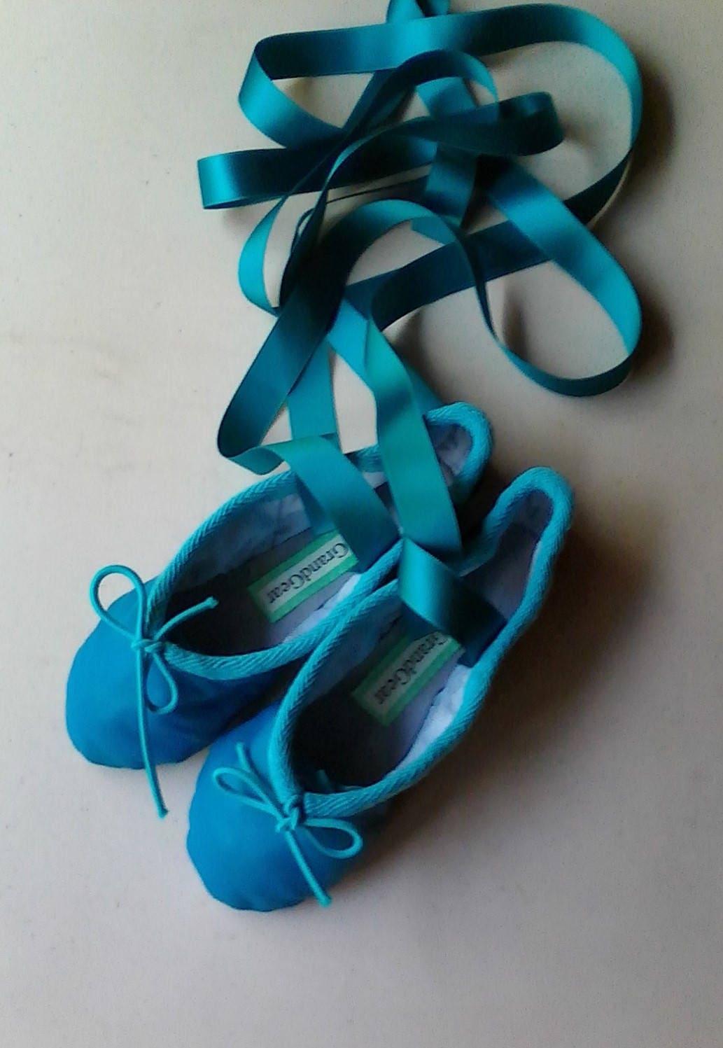 Bright Blue Lambskin Leather Ballet Slippers with attached | Etsy