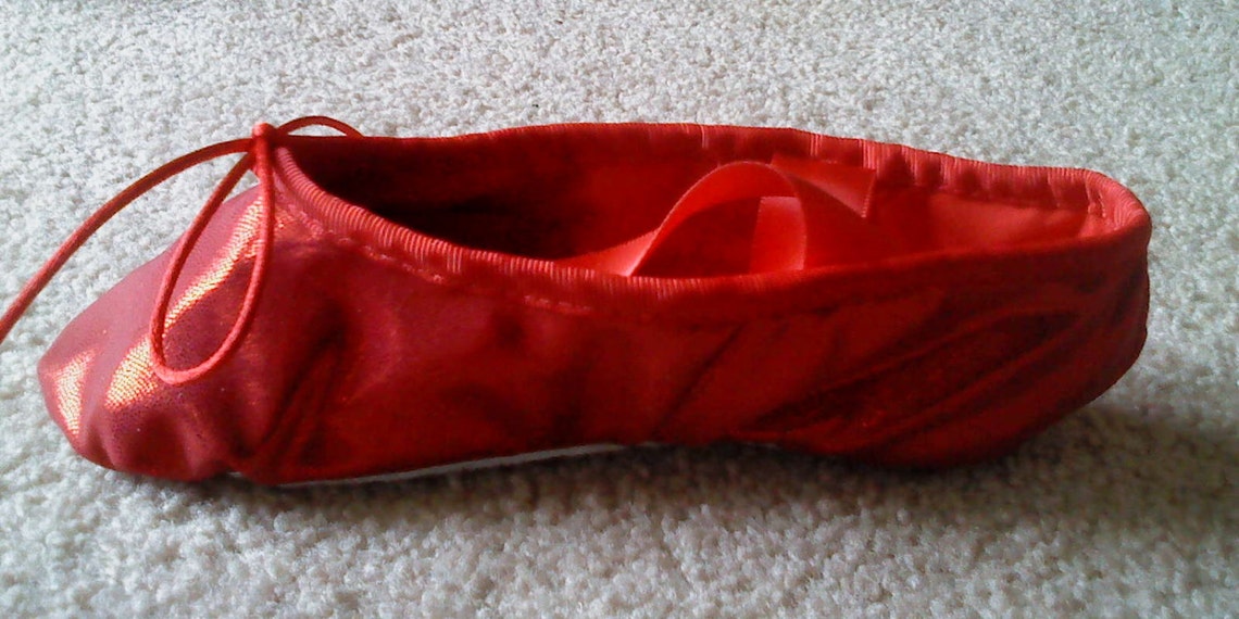 Ruby-red Shiny Sparkly Ballet Slippers Women's Sizes Ballet Shoes Full ...