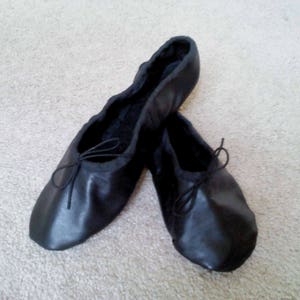 Black Leather Ballet Slippers Adult Ballet Shoes Full Sole or Split ...