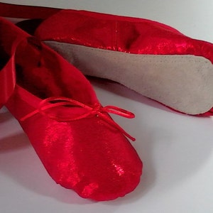 Ruby Red Sparkle Ballet Slippers - Full Sole - Children's Sizes - Etsy