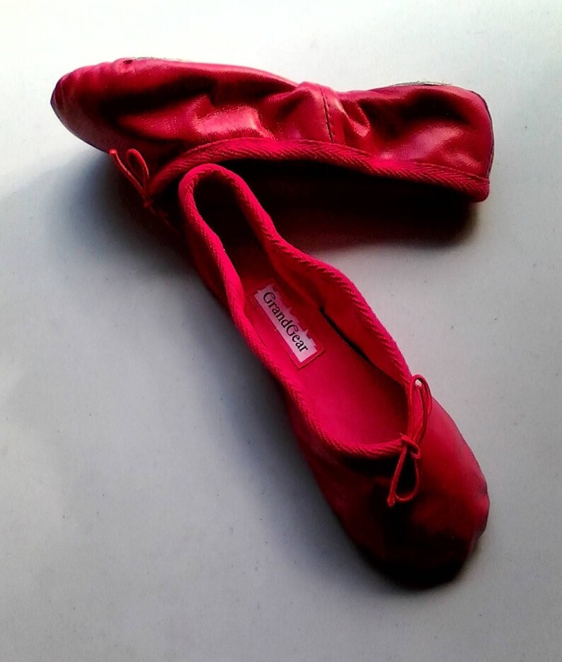 Red Leather Ballet Slippers Full Soles Little Girls Sizes - Etsy