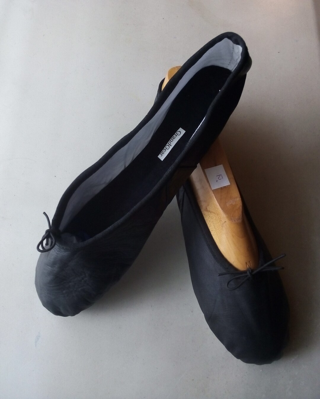 Ready to Ship Now!! Black Leather Ballet Slippers Large Men's Full Sole ...