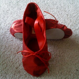 Ruby-red Shiny Sparkly Ballet Slippers Women's Sizes Ballet Shoes Full ...