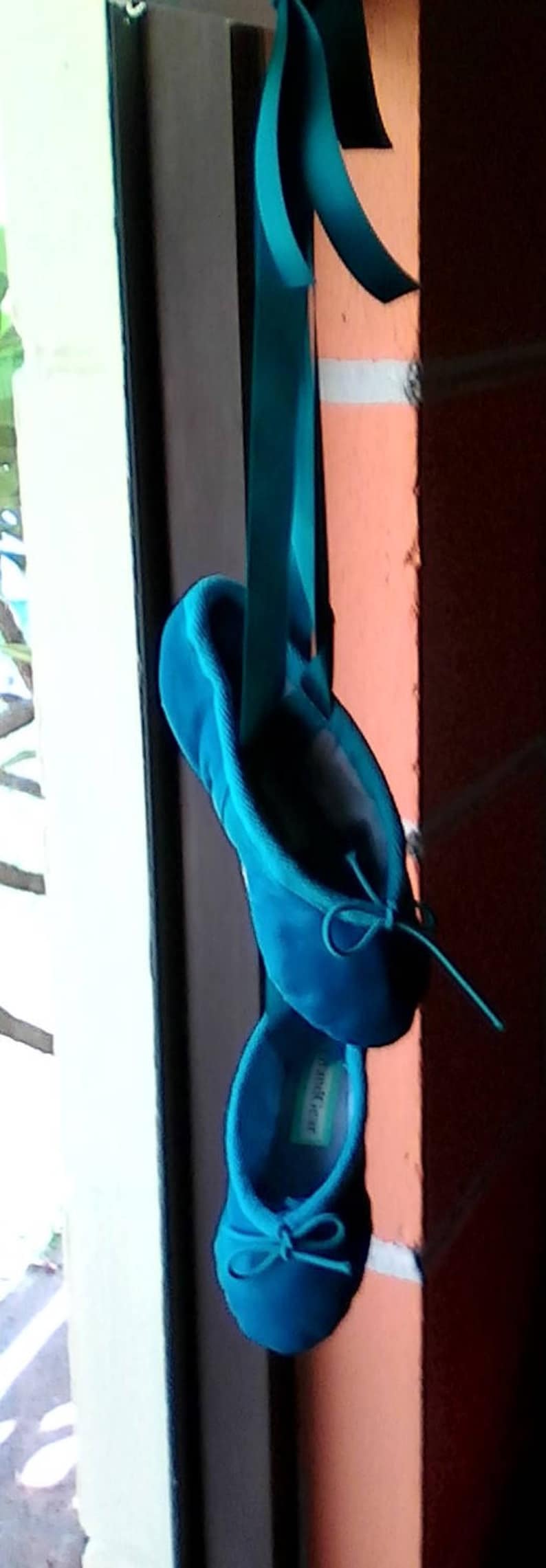Bright Blue Lambskin Leather Ballet Slippers With Attached | Etsy