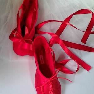 Ruby Red Sparkle Ballet Slippers - Full Sole - Children's Sizes - Etsy