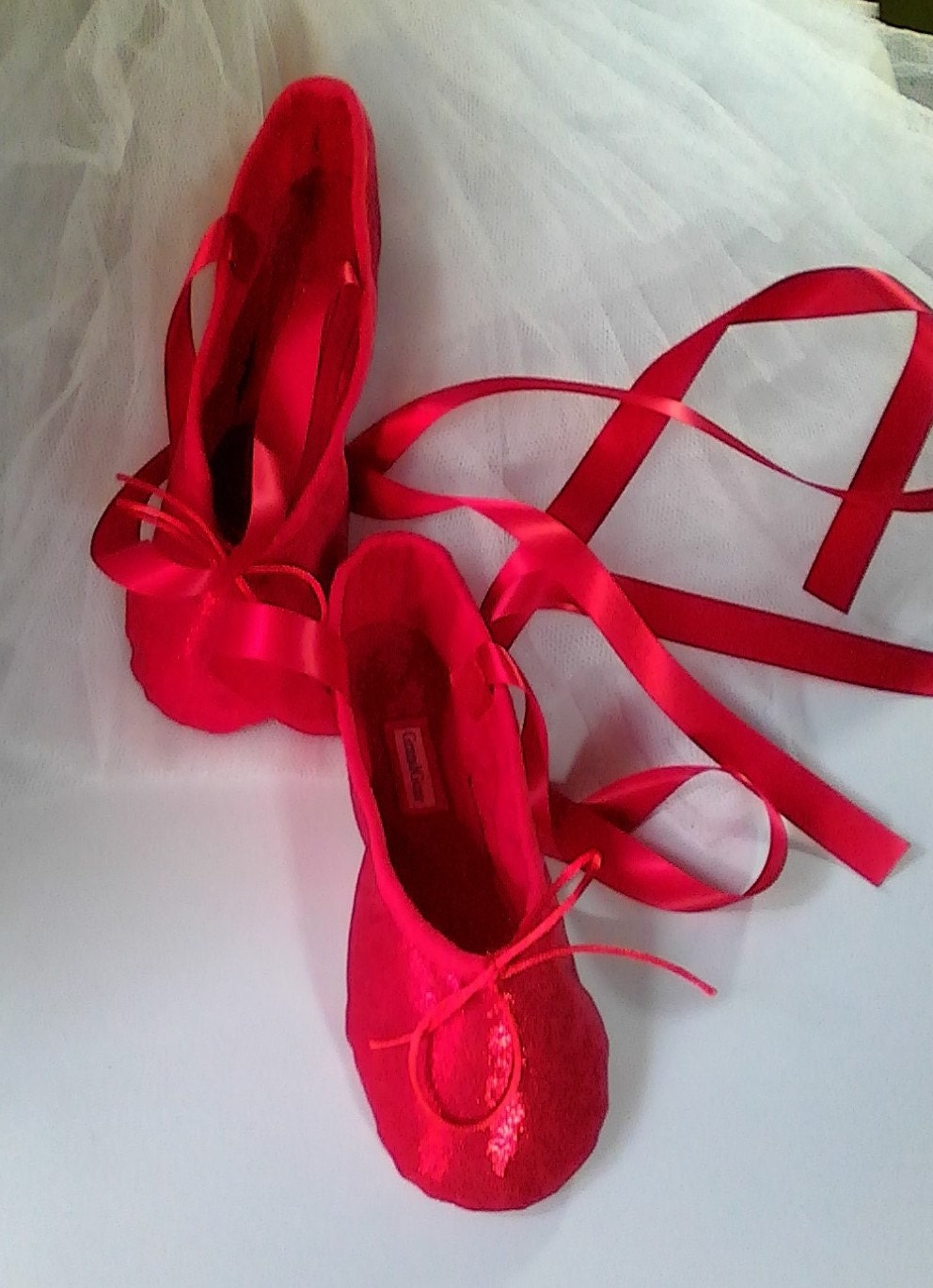Ruby Red Sparkle Ballet Slippers Full Sole Children's | Etsy