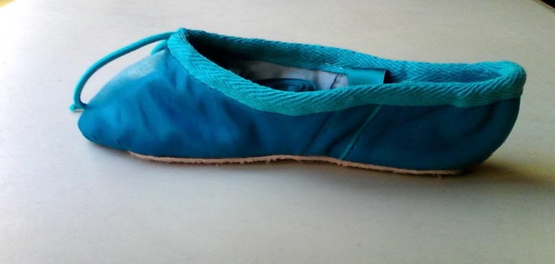 Bright Blue Lambskin Leather Ballet Slippers With Attached | Etsy