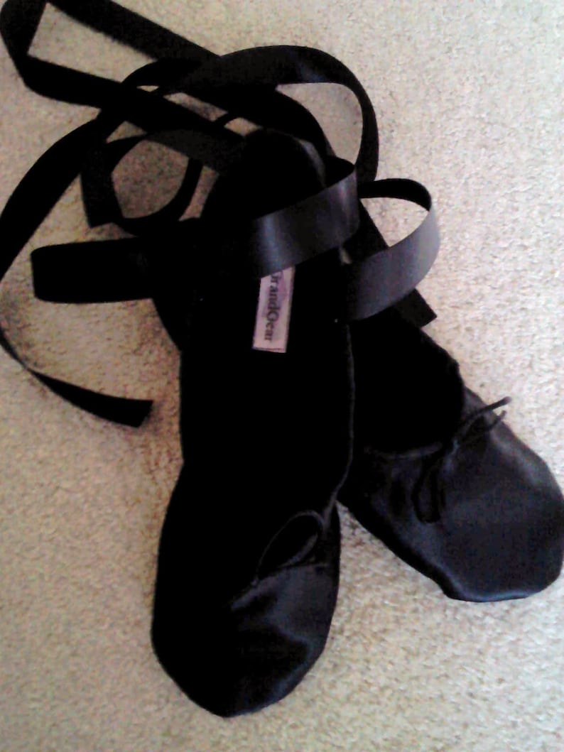 Black Satin Ballet Slippers Women's Ballet Shoes with Full | Etsy