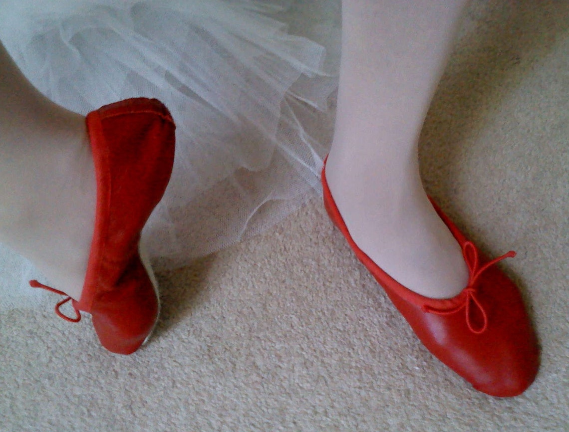 Red Leather Ballet Slippers - Full Soles or Split Soles - Etsy