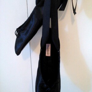 Black Satin Ballet Slippers Women's Ballet Shoes With Full Sole or ...