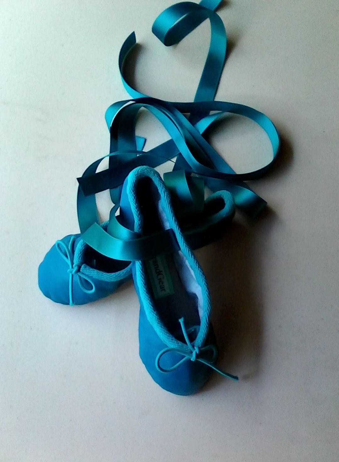 Bright Blue Lambskin Leather Ballet Slippers With Attached Ribbons ...