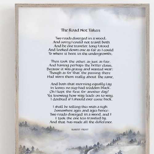 Robert Frost the Road Less Traveled Poem Print. the Road Not - Etsy ...