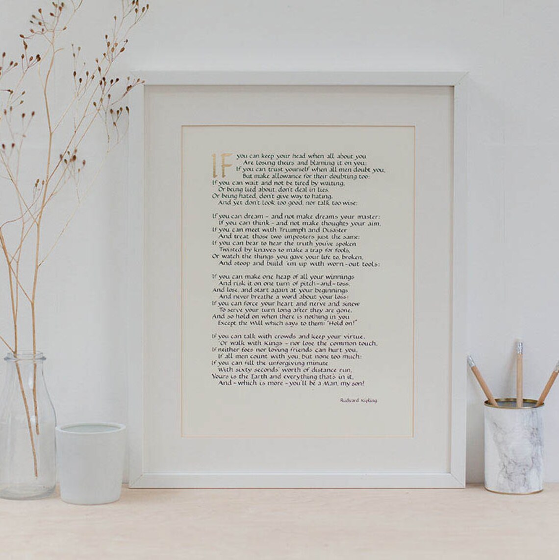 Calligraphy IF Rudyard Kipling Boyfriend Gift Husbad Gift | Etsy