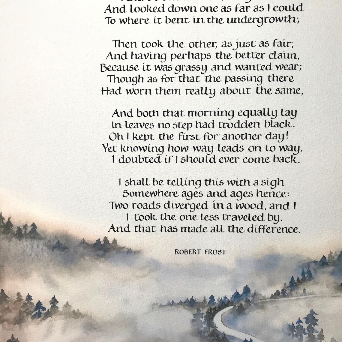 Robert Frost the Road Less Traveled Poem Print. the Road Not Taken ...