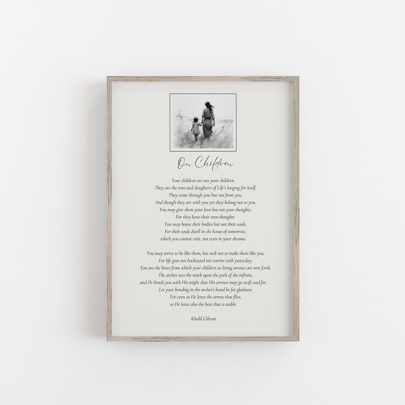 On Children Poem, on Children Kahlil Gibran Poem, Baby Shower Gift ...