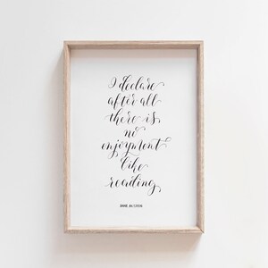 Jane Austen Book Lover Gift, Literary Gift in Handwritten Calligraphy ...